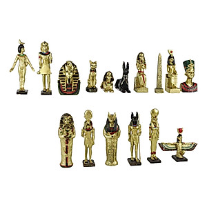 Ebros Miniature Egyptian Gods and Goddesses Figurine Set of 16 Featuring Anubis Osiris Maat Isis Bastet Sekhmet Obelisk Sphinx King TUT Queen Nefertiti Mummy Hathor Horus and Seth