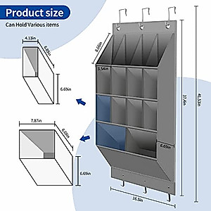 KLEVERISE 2 Pack Over the Door Shoe Organizer Hanging Shoe Rack Hanger Shoe Holder with 3 Hooks for Closet Door, 14 Pockets Gray