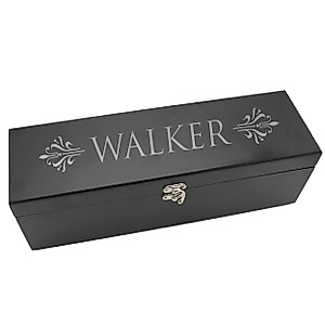 Personalized Wood Wine Box - Anniversary Ceremony Couples Wedding Wine Box Holder - Custom Engraved (Black Matte)