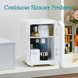 Iceblue Skincare Fridge with Viewing Window, 4L Compact Small Fridge for Bedroom, Car, Office & Dorm, 4A Cooling Core, Mini skincare fridge for Beauty Essentials & Beverages(White)