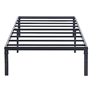 Epinki Metal Bed Frame Twin Size Single Platform Mattress Base, Metal Tube Twin Size, Black No Box Spring Needed