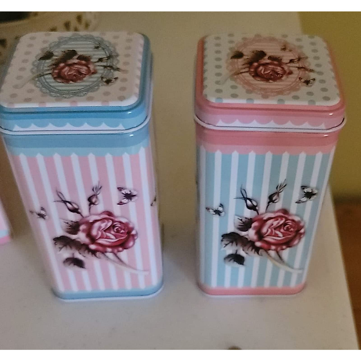 HADAAYA Decorative Floral Multipurpose Storage Canister Tin set of 2, Perfect for Gifting, Storage Containers for Home Kitchen and Gifting
