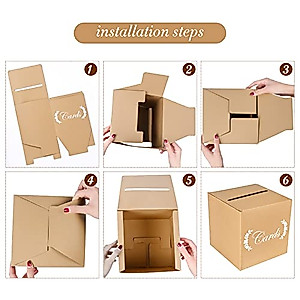 Fowecelt Kraft Card Box Wedding Favors Post Box Cardboard Card Receiving Money Box for Wedding Reception Anniversary Birthday Graduation Table Centerpiece Decorations