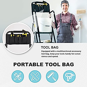 HBTower 4 Step Ladder with Handrails, Folding Step Stool with Attachable Tool Bag & Anti-Slip Wide Pedal for Home Kitchen Pantry Office, 330lbs Capacity Black