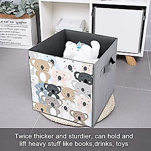 Funny Koala Bear Large Cubes Storage Bins Collapsible Canvas Storage Box Closet Organizers for Shelves