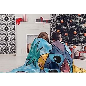 Northwest Lilo and Stitch Micro Raschel Throw Blanket, 46" x 60", Pineapple Surprise