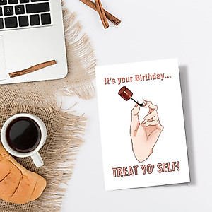 Funny Birthday Card for Her, Manicure Birthday Card for Women, Birthday Gift for Wife Girlfriend, It’s Your Birthday, Treat Yo’ Self