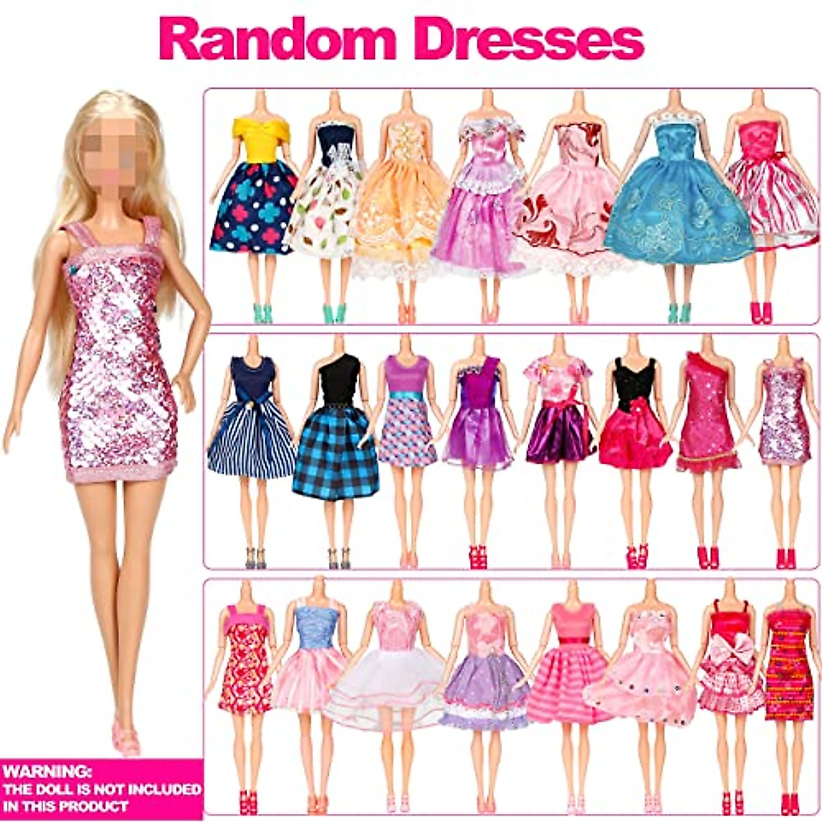 50 Pcs Doll Clothes and Accessories, 5 Wedding Gowns 5 Fashion Dresses 4 Slip Dresses 3 Tops 3 Pants 3 Bikini Swimsuits 20 Shoes for 11.5 inch Doll Christmas Stocking Stuffers Girls Gift Age 5-7 8-10