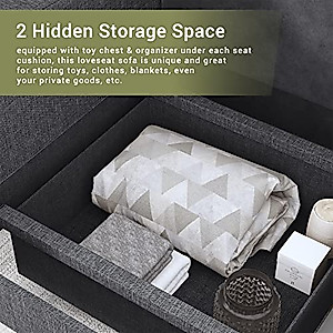 AOGLLATI 58" Small Loveseat for Bedroom with Hidden Storage, Love Seat with 2 USB Charging Ports, Loveseat Sofa with Side Storage Pocket, Sofa Couch for Living Room Apartment and Small Spaces