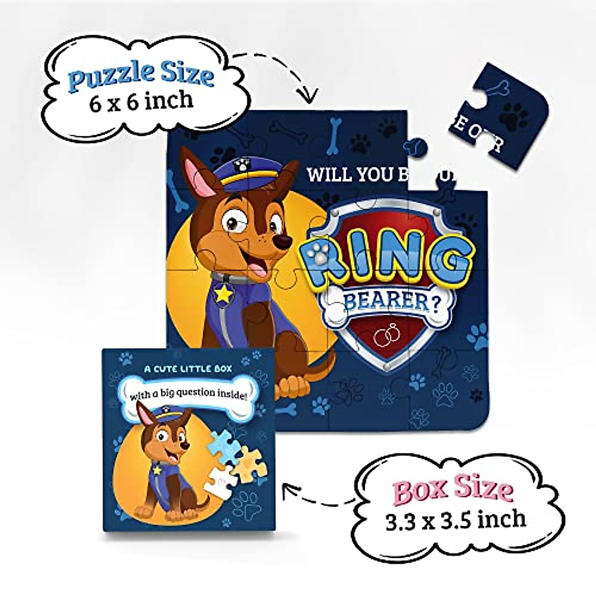 XOXOKristen Ring Bearer Gift Proposal, Will you be our Ring Bearer Blue Jigsaw Puzzle, Cute Puzzle in a Box for Ring Bearer Proposal, Ring Boy, Junior Groomsman Proposal