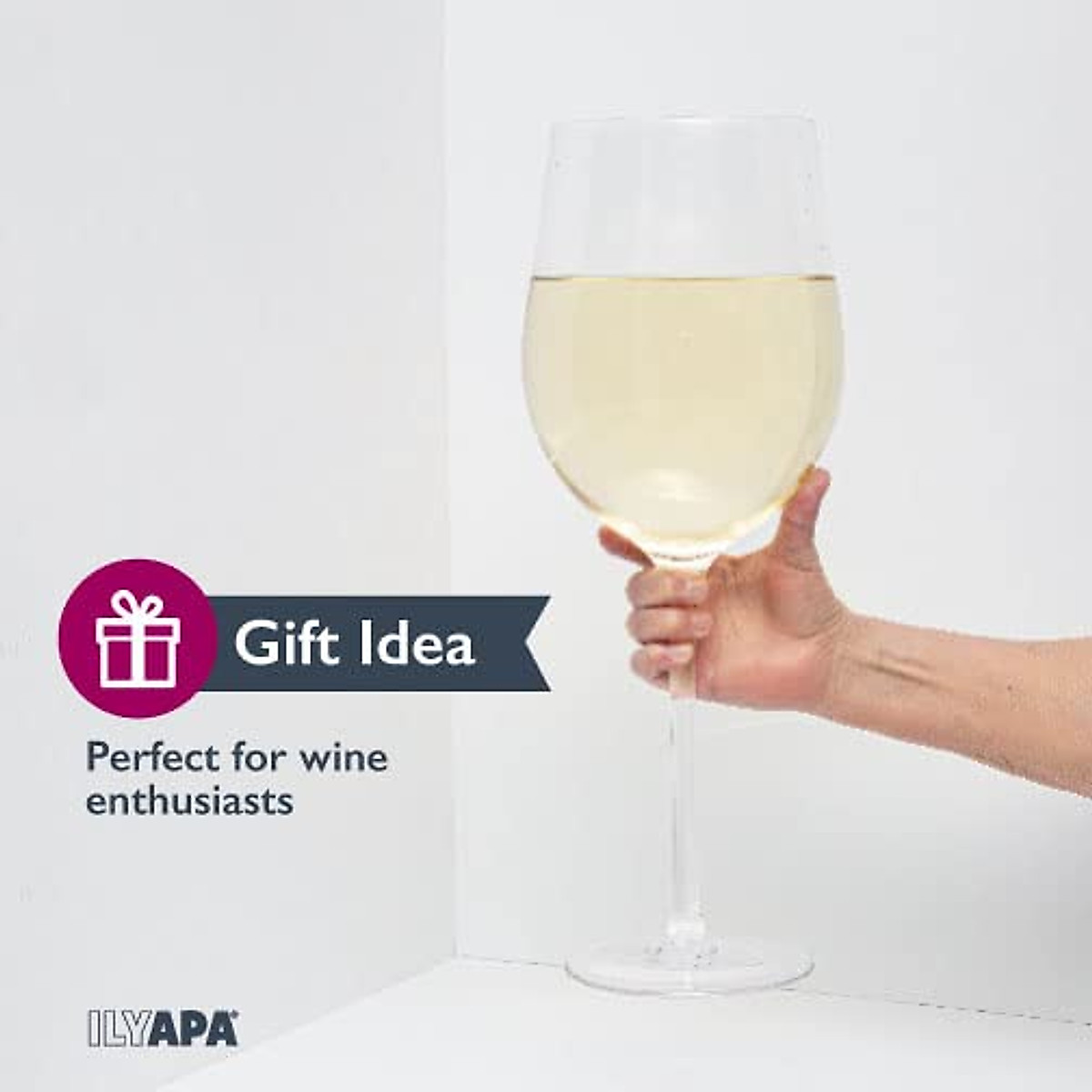 Ilyapa Extra Large 3500ml Wine Glass - Kitchen Bar Display Holder Giant Drink Glass White Elephant Gag Gift