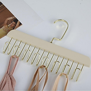 Belt Hanger for Closet,Tank Top Hanger w/8 Hooks Capacity,2 Pack Wood Space Saving Hanger, Sturdy and Durable Scarf Organizer and Storage for Tops, Bras, Camisoles, Scarfs or Tie (White)