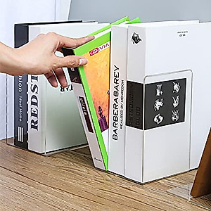 8 Pcs Book Ends Clear Bookends Acrylic Bookends for Shelves, Heavy Duty Bookends Plastic Bookends for Home Office Library Decorative,7 x 4.8 x 4.8 INES