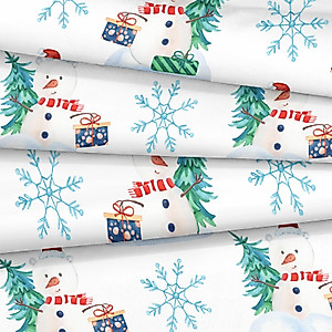 Herside Christmas Tree Bedding Set Queen Size Christmas Duvet Cover Set Snowflakes Snowman Xmas Festival Theme Bedding Set with Zipper Closure Christmas Decorations(White,Queen)