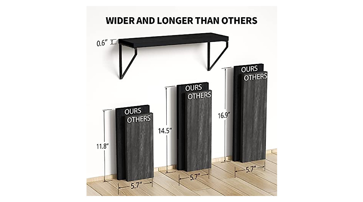 Love-KANKEI Rustic Floating Shelves Set of 3 - Black