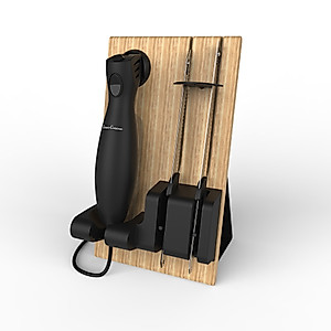 Classic Cuisine Electric Carving Knife Set - 2 Stainless-Steel Blades, Comfort Grip Handle, and Wood Storage Block for Slicing Bread, Meat and More