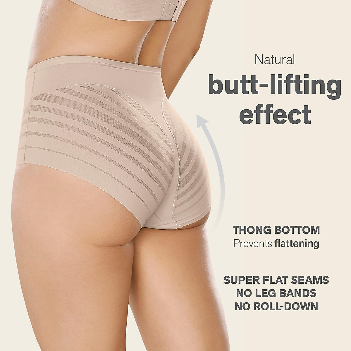 Leonisa Women's No Show Invisible Comfy Tummy Control Classic Panty,Nude,Small