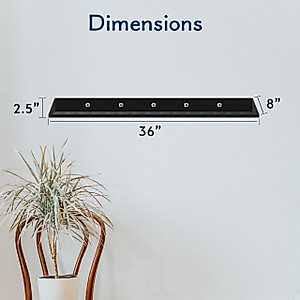 FEBTECH - Black Metal Floating Shelf - Floating Shelves for Wall - Steel Industrial Heavy Duty Renter Friendly Shelves - Stylish and Sturdy Storage Solution (36" X 8" X 2.5")