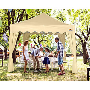 ABCCANOPY Patio Pop Up Canopy Tent with Curtain 10x10 Event-Series (Beige)