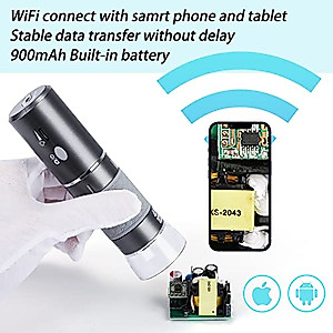 Cainda HD 4K 3840x2160P WiFi Digital Microscope Camera for iPhone Android Phone and Windows Mac PC, Wireless Handheld Microscope, Portable Microscope with Stand for Adults and Kids