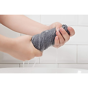 Microfiber Kitchen Towels - Super Absorbent, Soft and Solid Color Dish Towels, 8 Pack (Stripe Designed Grey and White Colors), 26 x 18 Inch