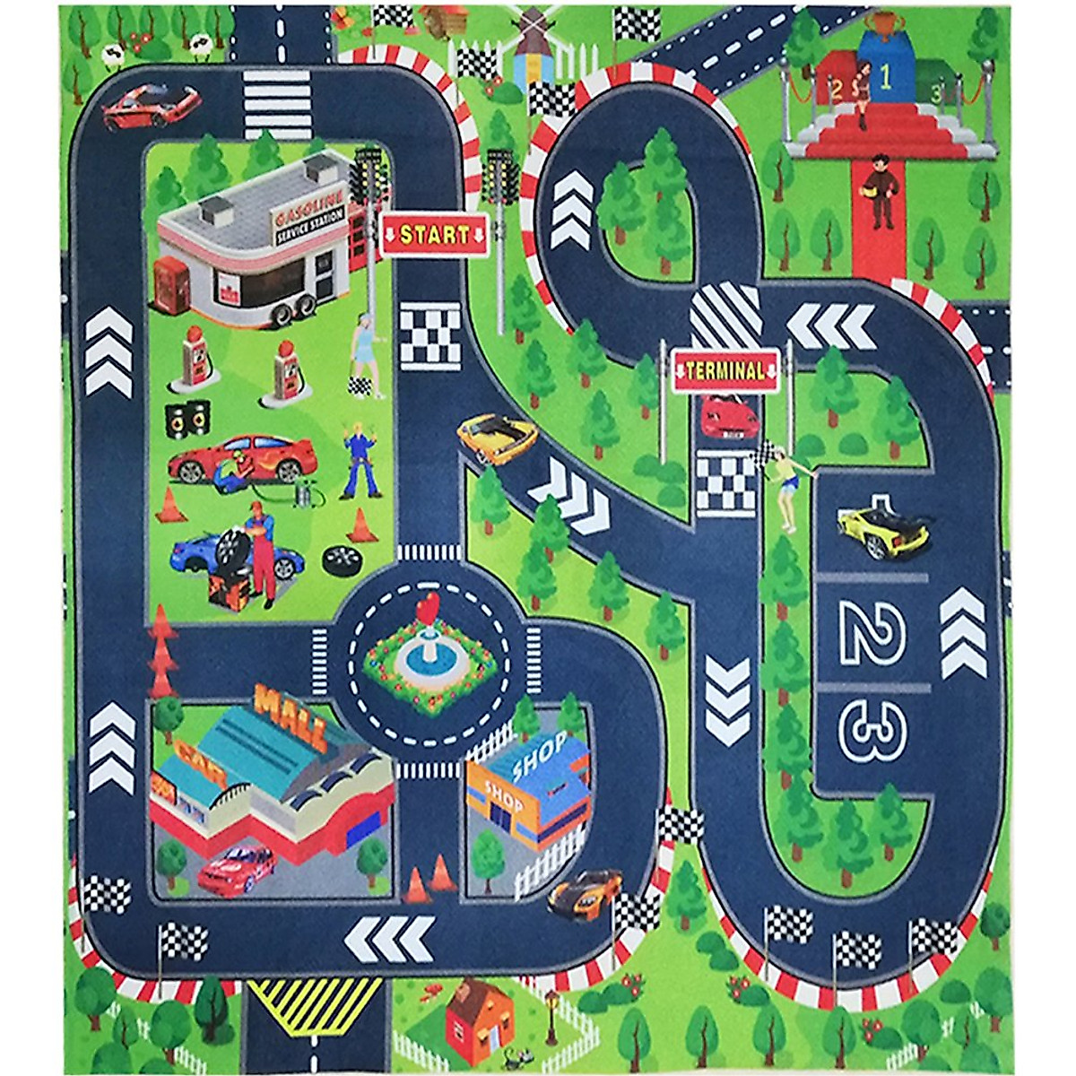 Road Playmat Toy,Kids Carpet Playmat,Great for Playing with Cars and Toys,Children Educational Road Traffic Play Mat- Learn and Have Fun Safely