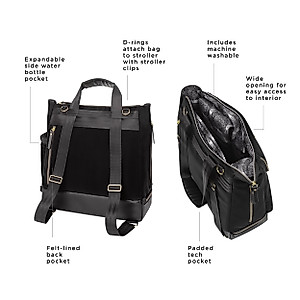 Petunia Pickle Bottom Pivot Backpack | Multiple Carrying Options (Backpack or Tote) | Insulated Pockets to Keep You Organized | Modern Silhouette with a Roomy Interior | Twilight Black