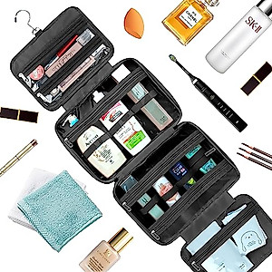 ZPP Toiletry Bag for women, Hanging Toiletry Bags, Water-resistant Makeup Travel Bags, Large Capacity Travel Bag, Organizer for Full-Sized Shampoo, Conditioner-Perfect Gifts for Women（black）…