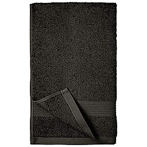AmazonBasics Fade-Resistant Cotton Hand Towel - 6-Pack, Black