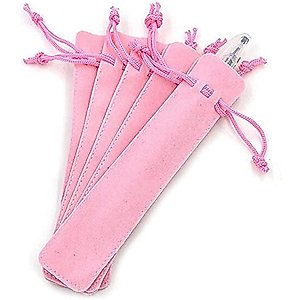 Tangseajiao 1Pc Pink Velvet Pencil Pouch, Drawstring Pencil Pouch, Soft Single Pen Holder, Adult Gift, For Office, Business Supplies, Office Supplies, Pencil Holder and Case