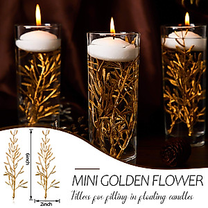 30 Pieces Faux Flowers for Floating Candles Centerpiece 6 Inch Mini Flower Filler Vase Fillers Filling in Floating Candles for Wedding Dinning Table Party Home Bar Restaurant Decoration (Gold)