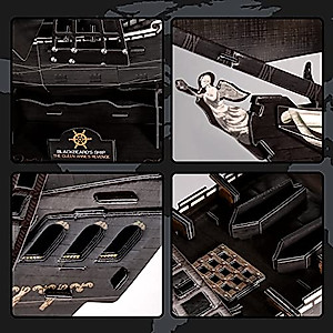 Fanbusa 3D LED Puzzle Ship Model Kits for Adults Kids to Build, Ship Building Kits Desk Decoration Sailboat, Large Model Pirate Ship Kits Watercraft Family Puzzle for Men Women Gifts