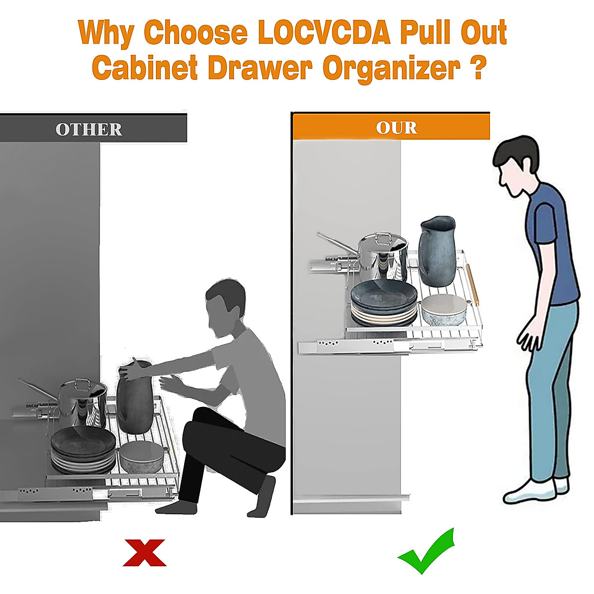 Pull Out Cabinet Organizer, 12.2~17.9"W x 22.5"D Expandable Pull Out Shelves for Kitchen Cabinets, Heavy Duty Metal Slide Out Pantry Shelves Sliding Shelf for Home Kitchen,Under Sink,Bathroom,Wardrobe