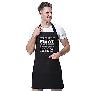 Miracu Funny Aprons for Men - Husband Gifts from Wife, Naughty Gifts for Husband - Fathers Day, Birthday Gifts for Men, Male Best Friend, Boyfriend, Fiance, Guy, Chef Him - BBQ Grilling Cooking Apron