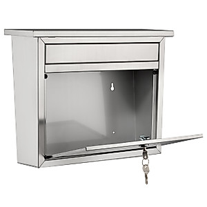 Architectural Mailboxes Maya Stainless Steel, Locking, Wall Mount Mailbox, 2417PS-10, Stainless Steel, Medium Capacity