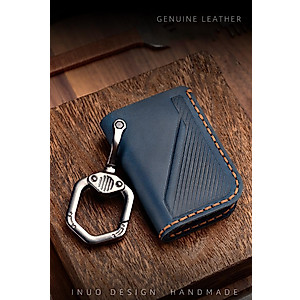SANRILY Handmade Leather Smart Key Fob Cover for LYNK&CO 05 06 01 09 Accessories Keyless Key Fob Case with Keychain Blue