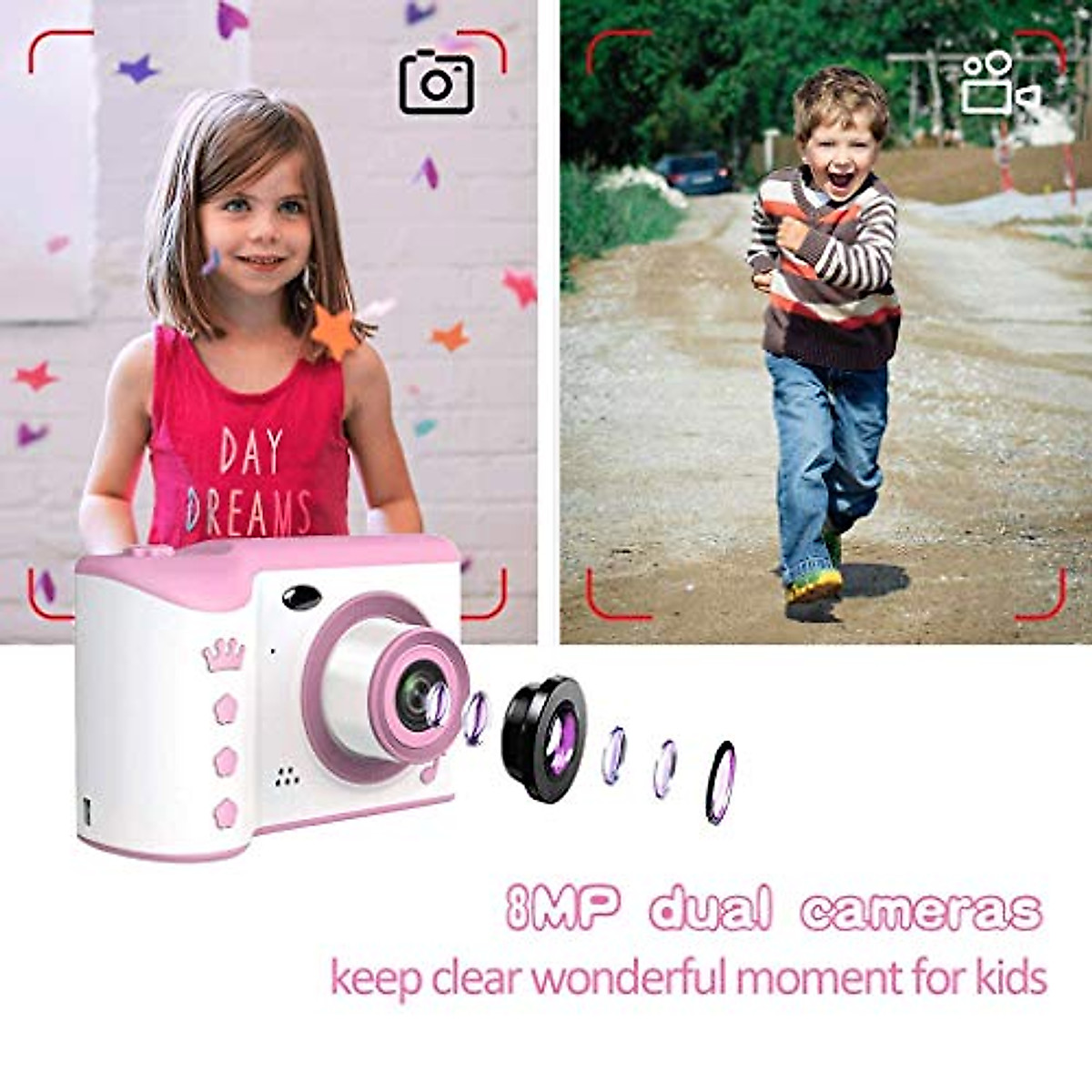 LKYBOA Child Camera - Kids Digital Cameras for Boys Girls Gifts HD Screen Video Camera for Kids Shockproof Children Selfie Toy