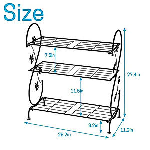 CLSYO 3-Tier Shoe Rack, Metal Shoe stand Organizer, Shoe Shelf for Storage Closets, Entryway, Hallway and Cloakroom, Black