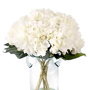Jim's Cabin Pack of 4 Artificial Fake Flowers Plants Silk Hydrangea Arrangements Wedding Bouquets Decorations Plastic Floral Table Centerpieces Home Kitchen Garden Party Festival Bar(White)