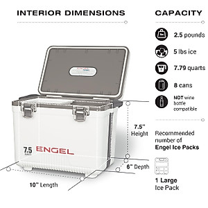 Engel UC7 7.5qt Leak-Proof, Air Tight, Drybox Cooler and Small Hard Shell Lunchbox for Men and Women