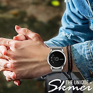 SKMEI Wrist Watch for Men, Cool Luxury Analog Watches for Men Unique Wristwatch Dress Business Mens Watches with Stainless Steel Band