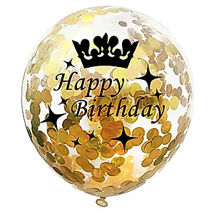 Happy Birthday Balloons Black Gold Party Decorations Latex Gold Confetti Balloon Printed Happy Birthday for Women Men Girl Boy Theme Birthday Party Decoration 15 Pack 12 Inch