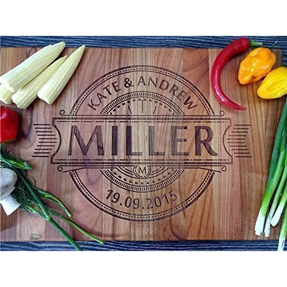 Algis Crafts | Personalized Chopping Board - MONOGRAM with Family name & date | Custom Cutting Board | Housewarming Gifts, Birthday, Anniversary Gift | Laser Engraved Wooden Cutting Board
