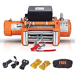 AC-DK 12000 lb. Waterproof IP67 Electric Winch Kit, 12V Winch Steel Cable Electric Winch Truck Winch with Wireless Handheld Remotes and Wired Handle (Include 12500lbs - Steel Cable)