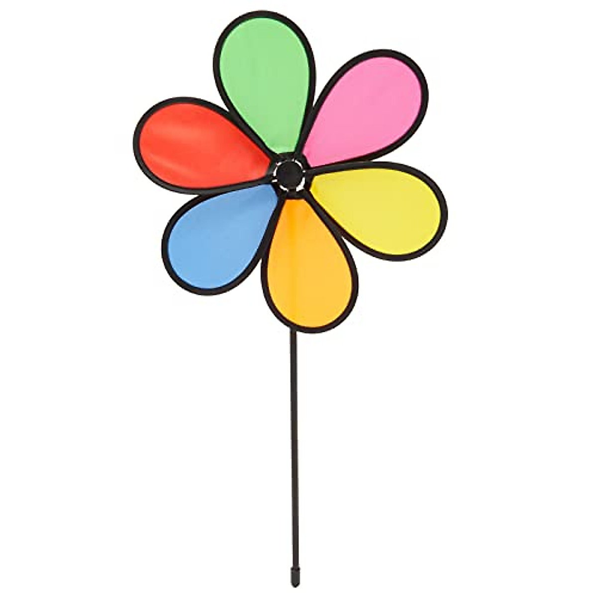 Rainbow Pinwheels for Yard and Garden, Flower Wind Spinners (12 x 22.78 in, 2 Pack)