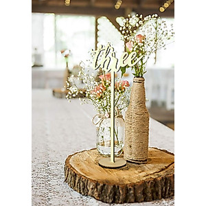 Activ8 Elegant Wooden Wedding Table Numbers | 1-12 Pack | Calligraphy Sticks Including Extra Thick Solid Base | Reception Party Home Decoration Centerpiece| Spray or Natural | Banquet Event Decor