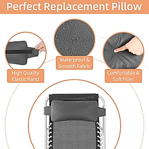 AkiiGer Chair Replacement Pillow, Generic Removable Headrest Neck Pillow for Zero Gravity Chair/Reclining Lounge Chair, with Elastic Band, Softer and More Elastic Filler & Smoother Surface Cloth