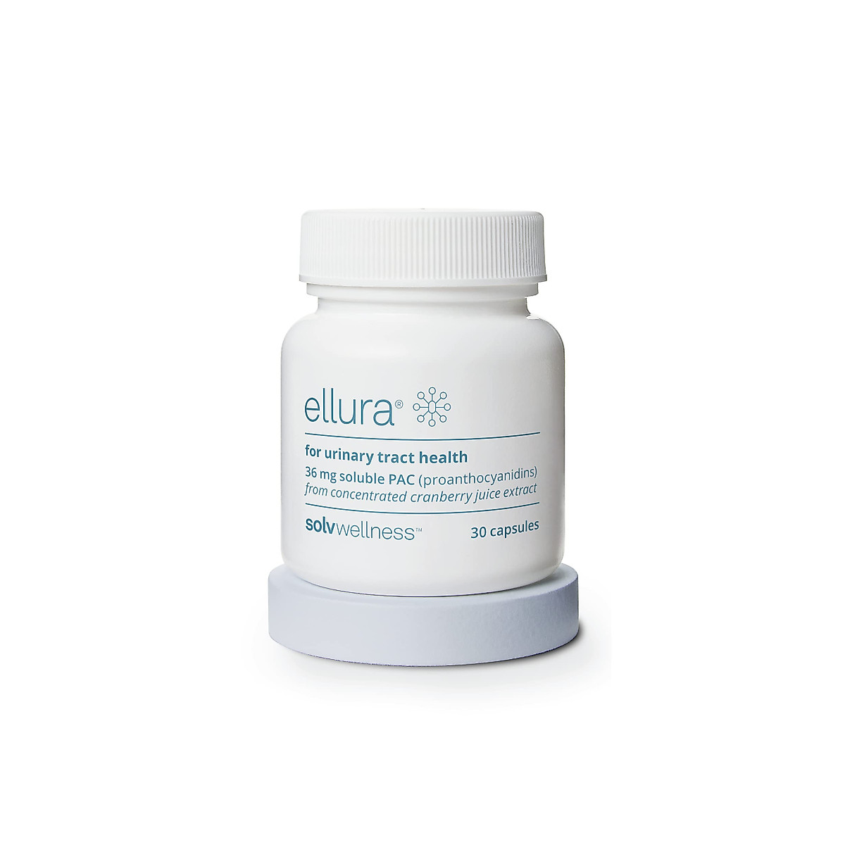 Solv Wellness Ellura Clinically Proven Cranberry Supplement: Get Ahead of UTIs with 36mg of 100% Bioavailable PAC, 30 Capsules