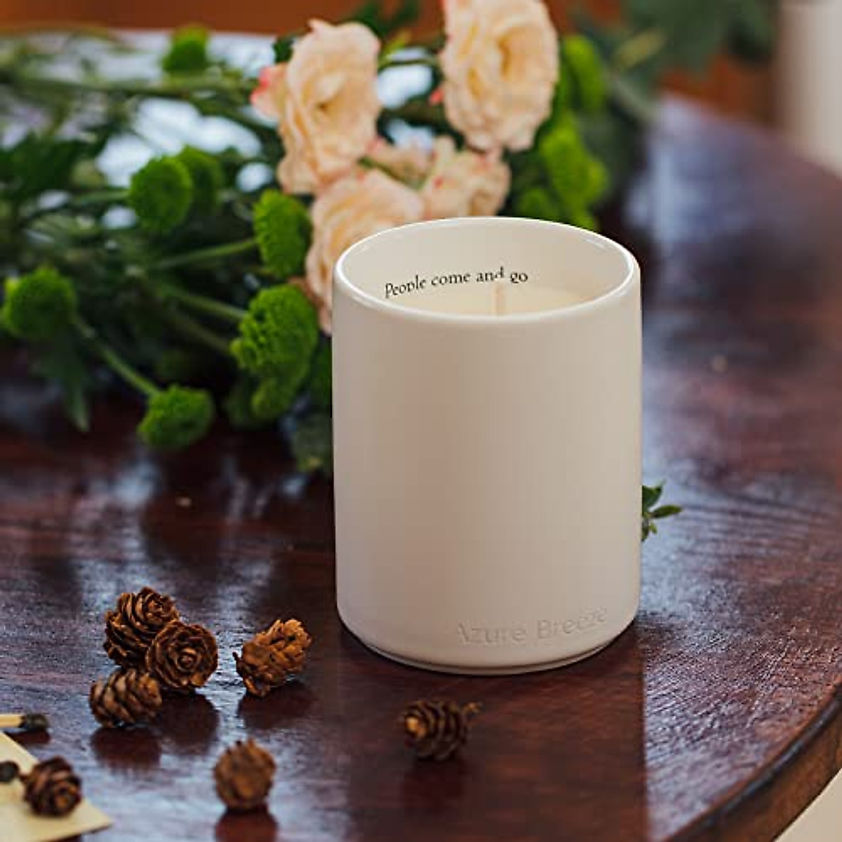 AZURE BREEZE Scented Candle, 45 Hours Burn, Candles Gifts for Women, Natural Soy Ceramic Jar Candle, Cedar & Fir