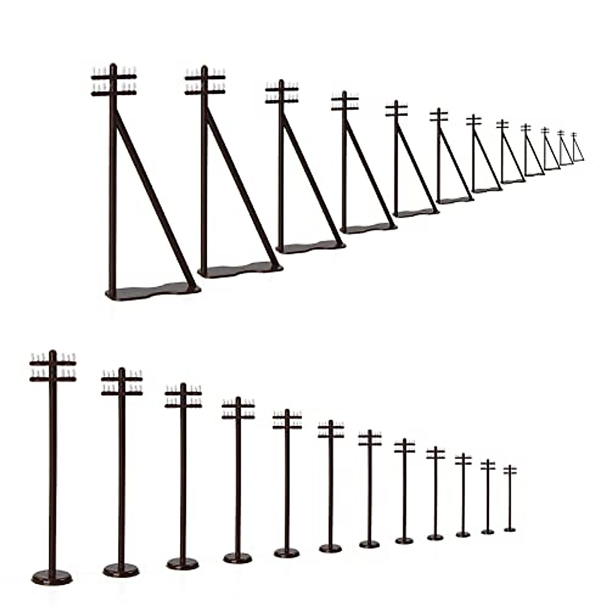 24pcs Model N Scale 1:160 Power Pole Telegraph Telephone Poles Railroad Diorama (Style B)